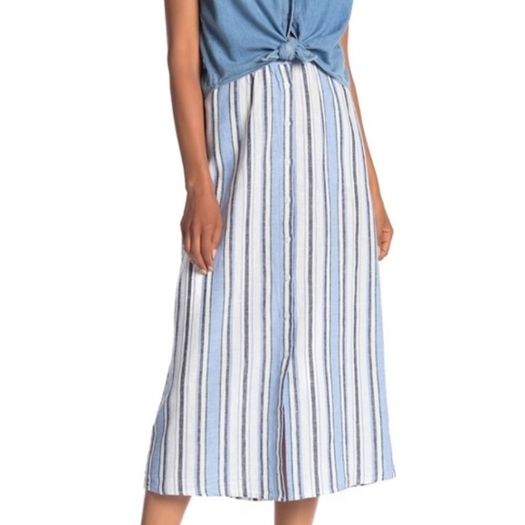 Max Studio | Skirts | Max Studio Striped Button Down Maxi Skirt Linen S ...